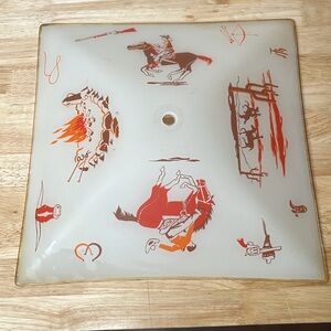 Other | Vintage Brazil 195s Glass Ceiling Light Shade Western Cowboy ...